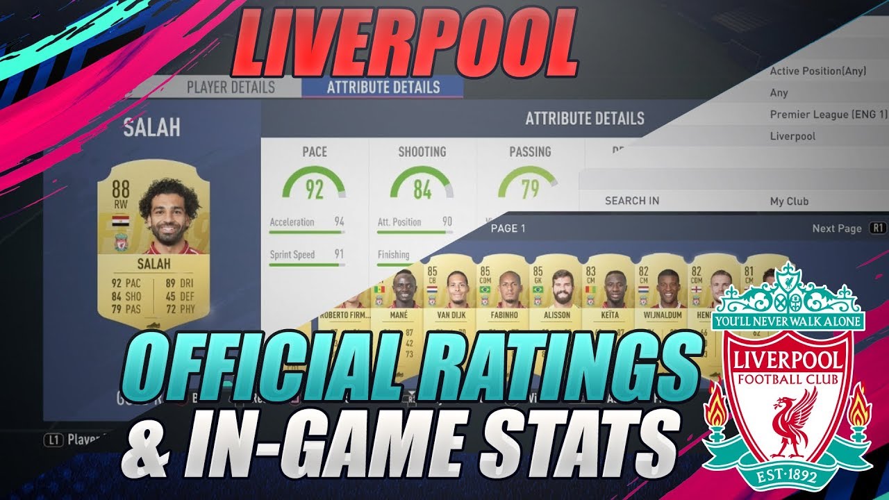 FIFA 19: In official Game Stats of Liverpool players - FifaUltimateTeam ...
