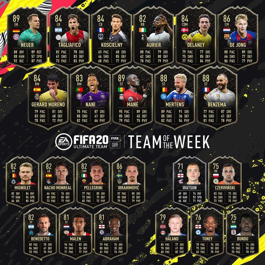 FIFA 20: TOTW 1 announced - Mané Ibrahimovic Mertens - FifaUltimateTeam ...