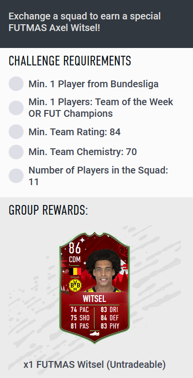 FIFA 20: Axel Witsel FUTMAS SBC - Requirements - FifaUltimateTeam.it - UK