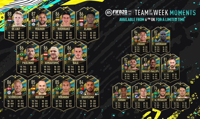 FIFA 20: TOTW Moments announced - De Ligt Bale Walker ...