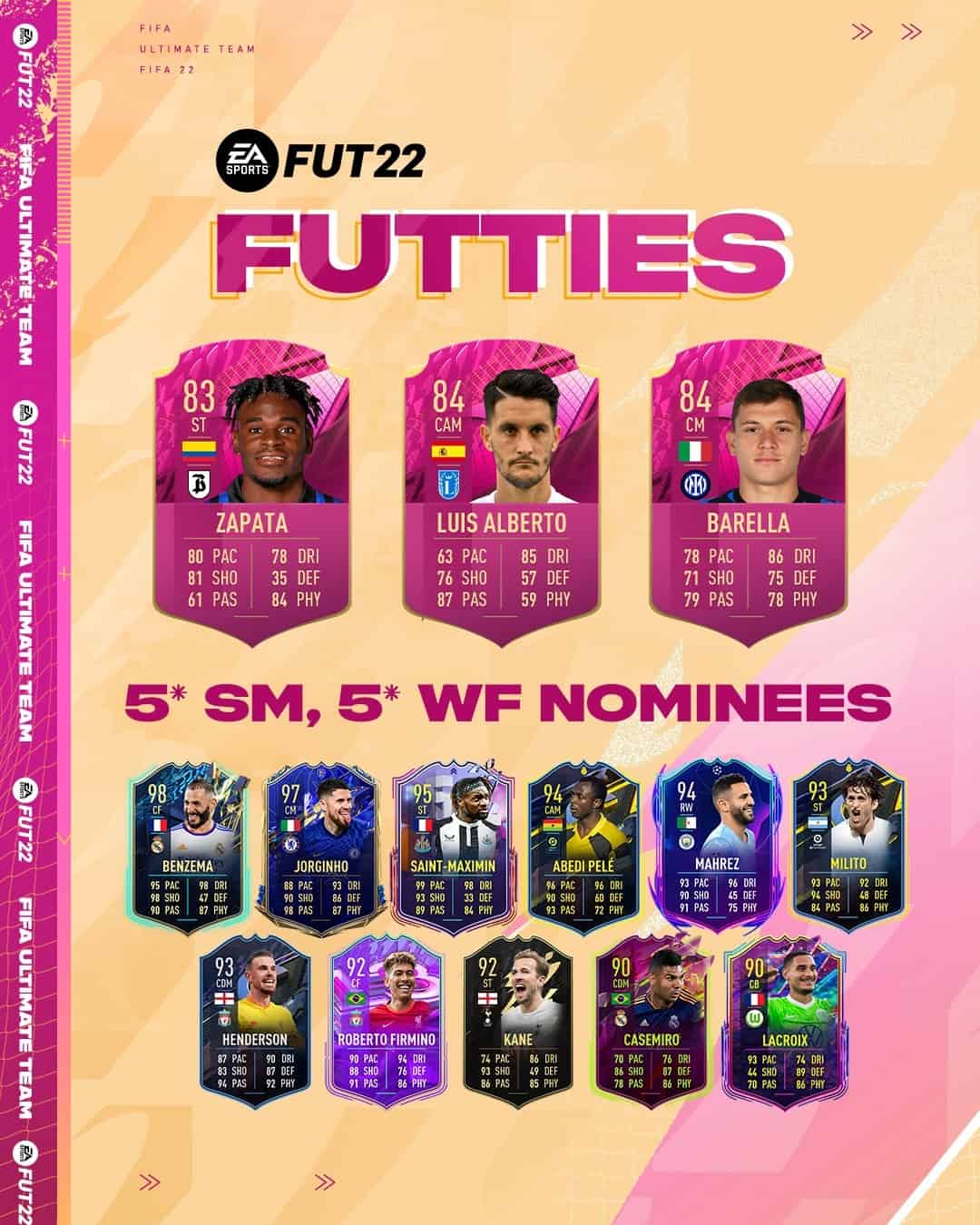 Fifa 22 Futties Barella Luis Alberto And Zapata 5 Weak Foot And Skill