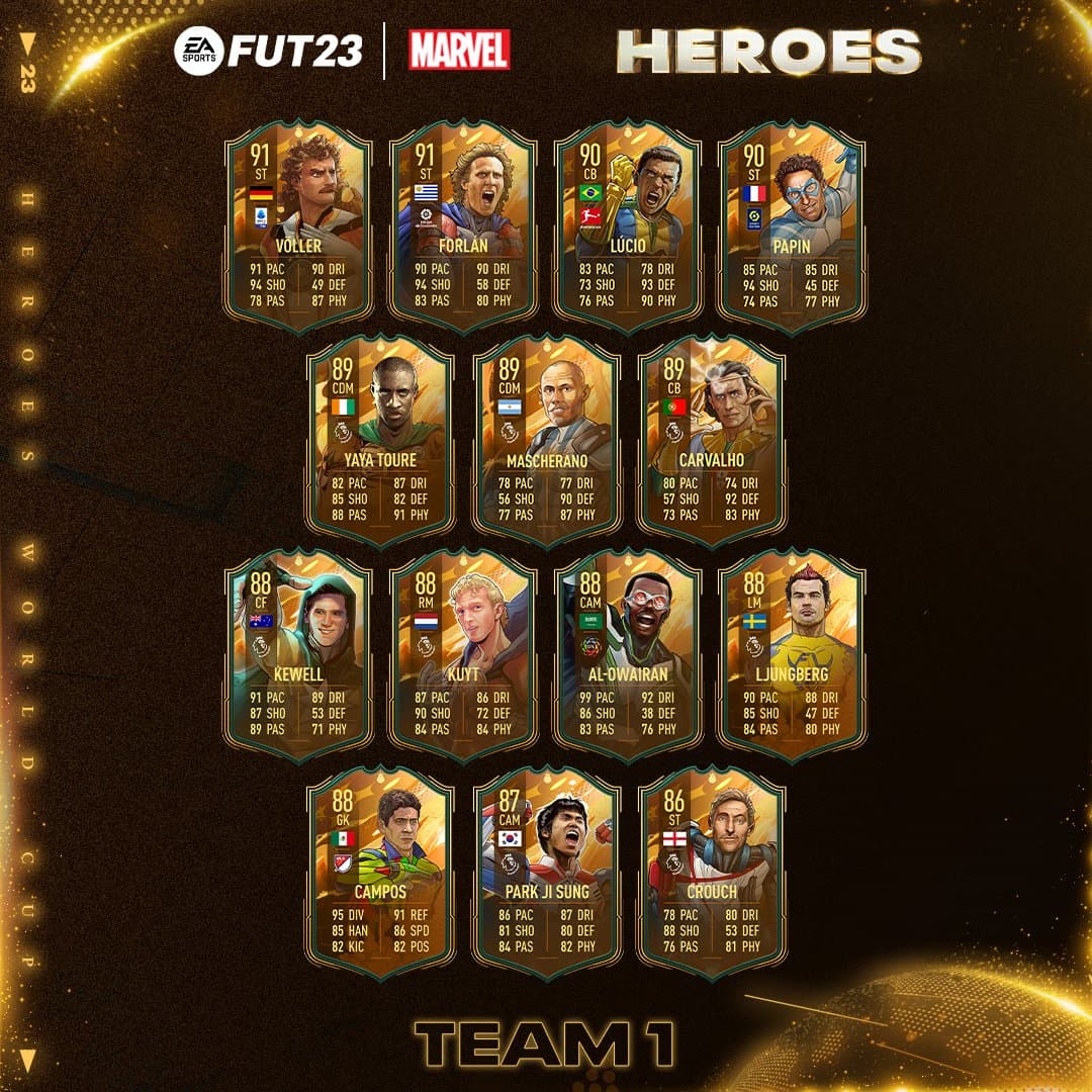 Fifa 23 World Cup Heroes Team 1 Is Now Available Fifaultimateteamit