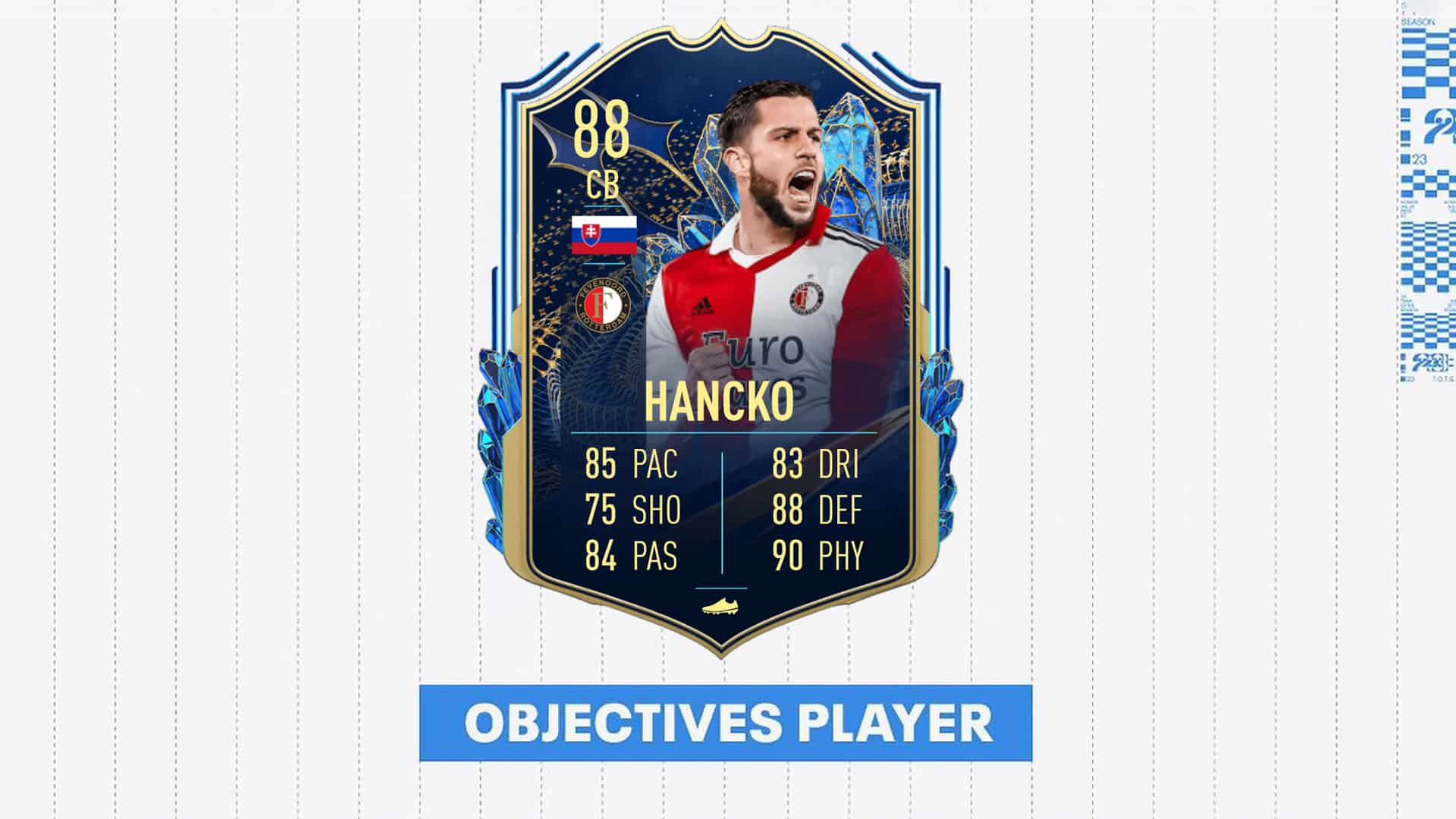 FIFA 23 David Hancko TOTS Eredivisie Objectives - FifaUltimateTeam.it - UK