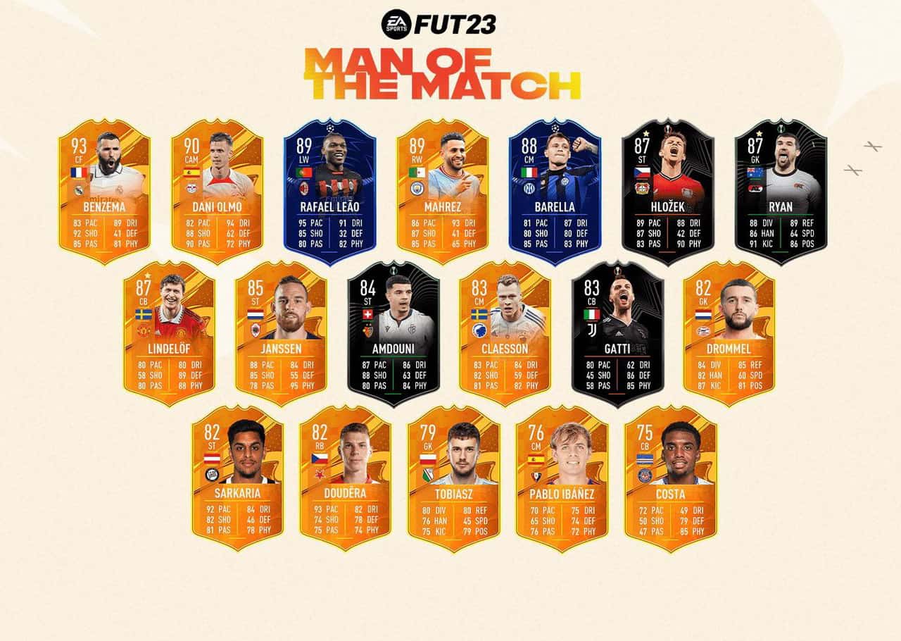 FIFA 23 MOTM Benzema, Leao, and Barella UCL, UEL and UECL - Full List ...
