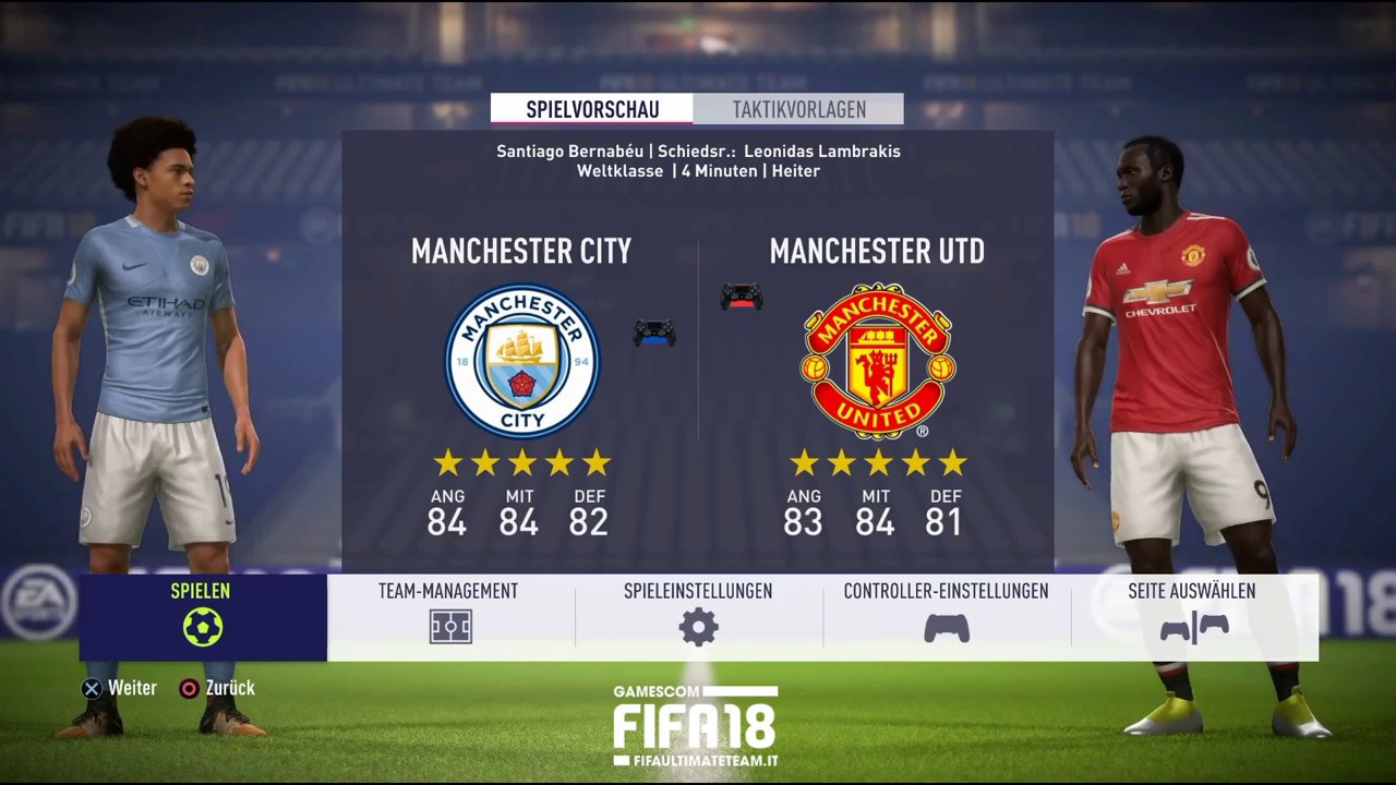FIFA 18: Gameplay Manchester City vs Manchester United in HD ...