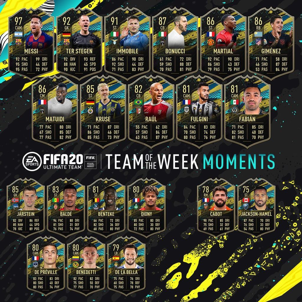 FIFA 20: TOTW Moments 5 annunciata la nuova squadra della settimana ...