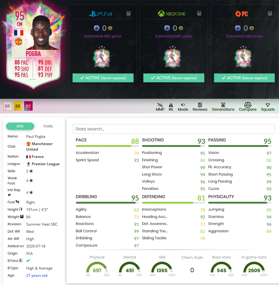 FIFA 20: SBC Paul Pogba Summer Heat | FifaUltimateTeam.it