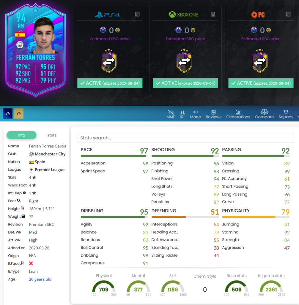 FIFA 20: SBC Ferran Torres – Pre Season | FifaUltimateTeam.it