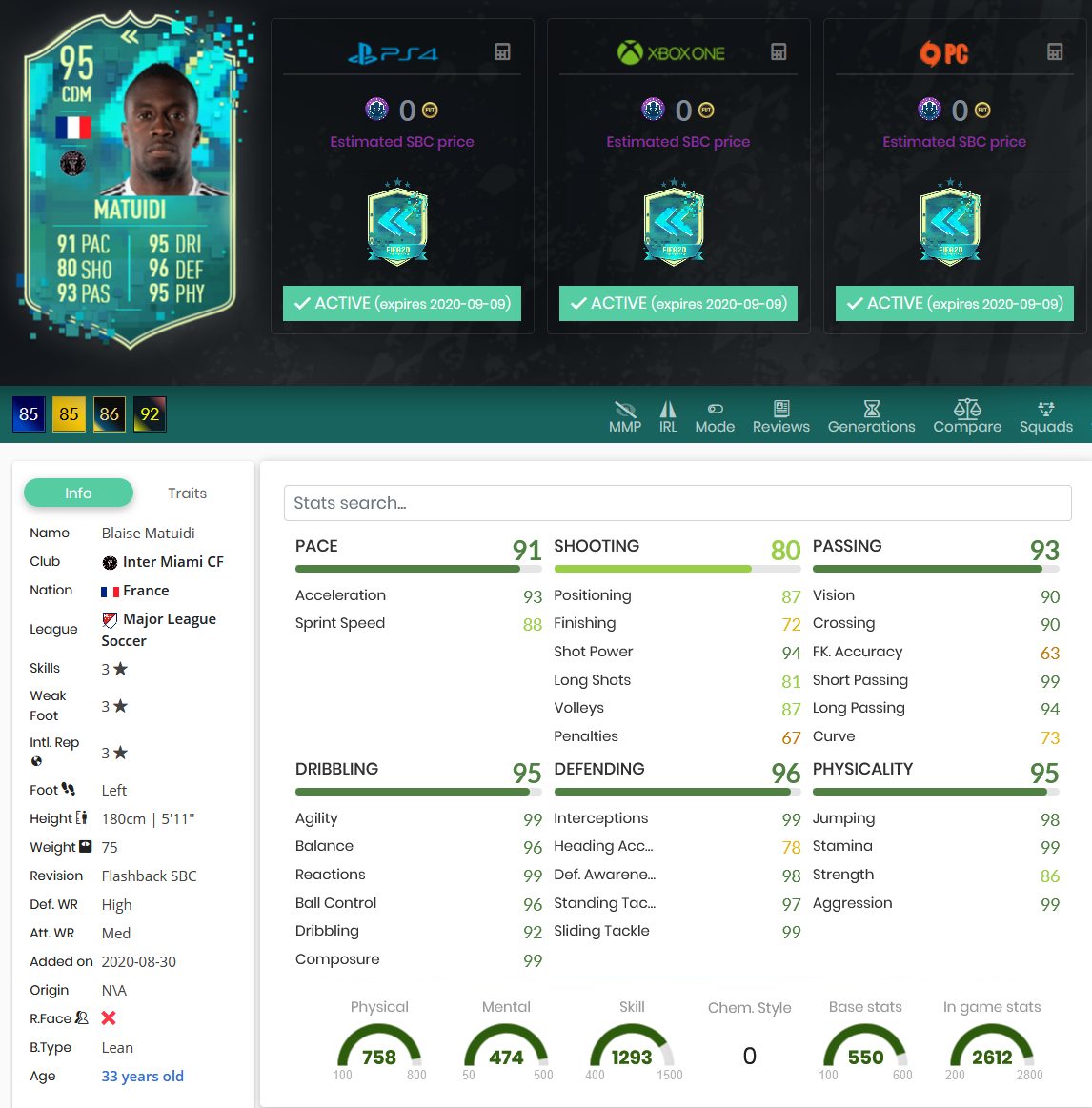 FIFA 20: SBC Blaise Matuidi Flashback Pre Season - FifaUltimateTeam.it