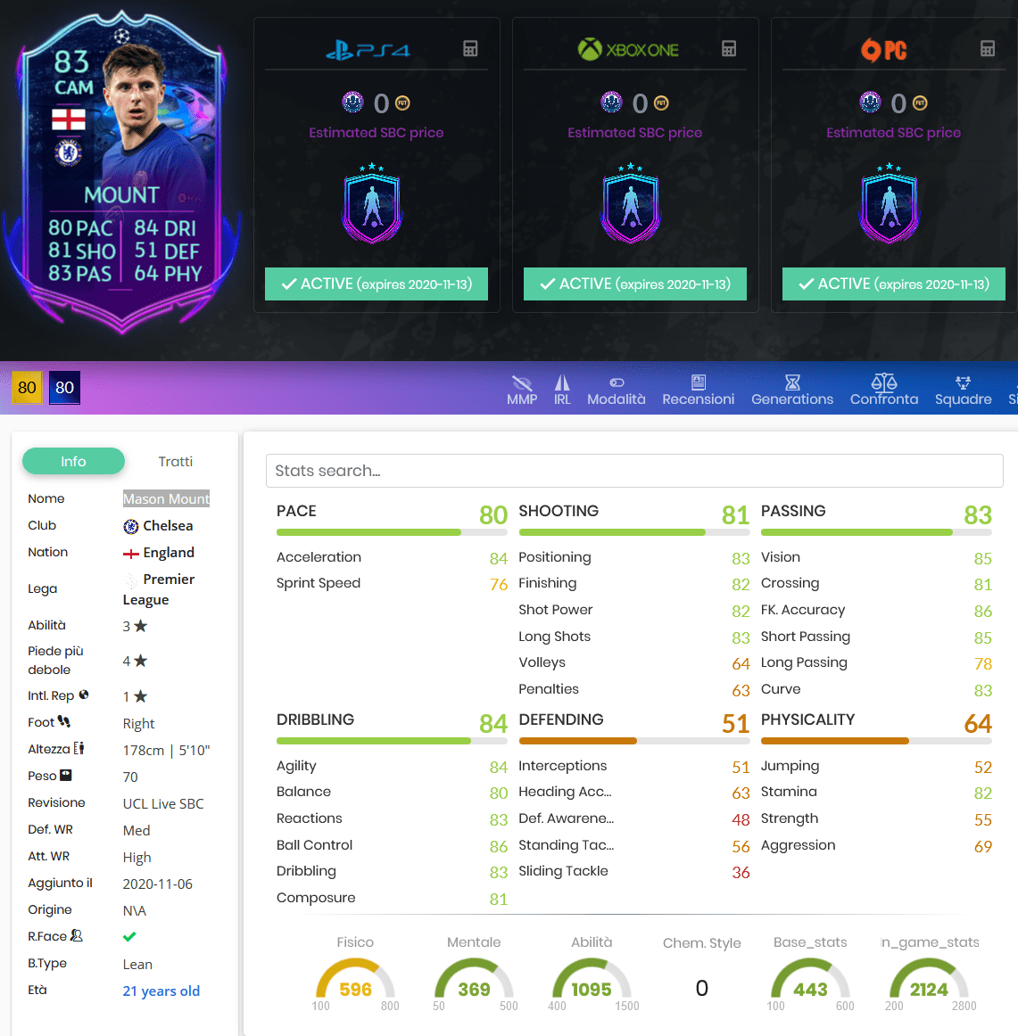 Fifa 21 Sbc Mason Mount Road To The Final Annunciata Una Nuova Sfida