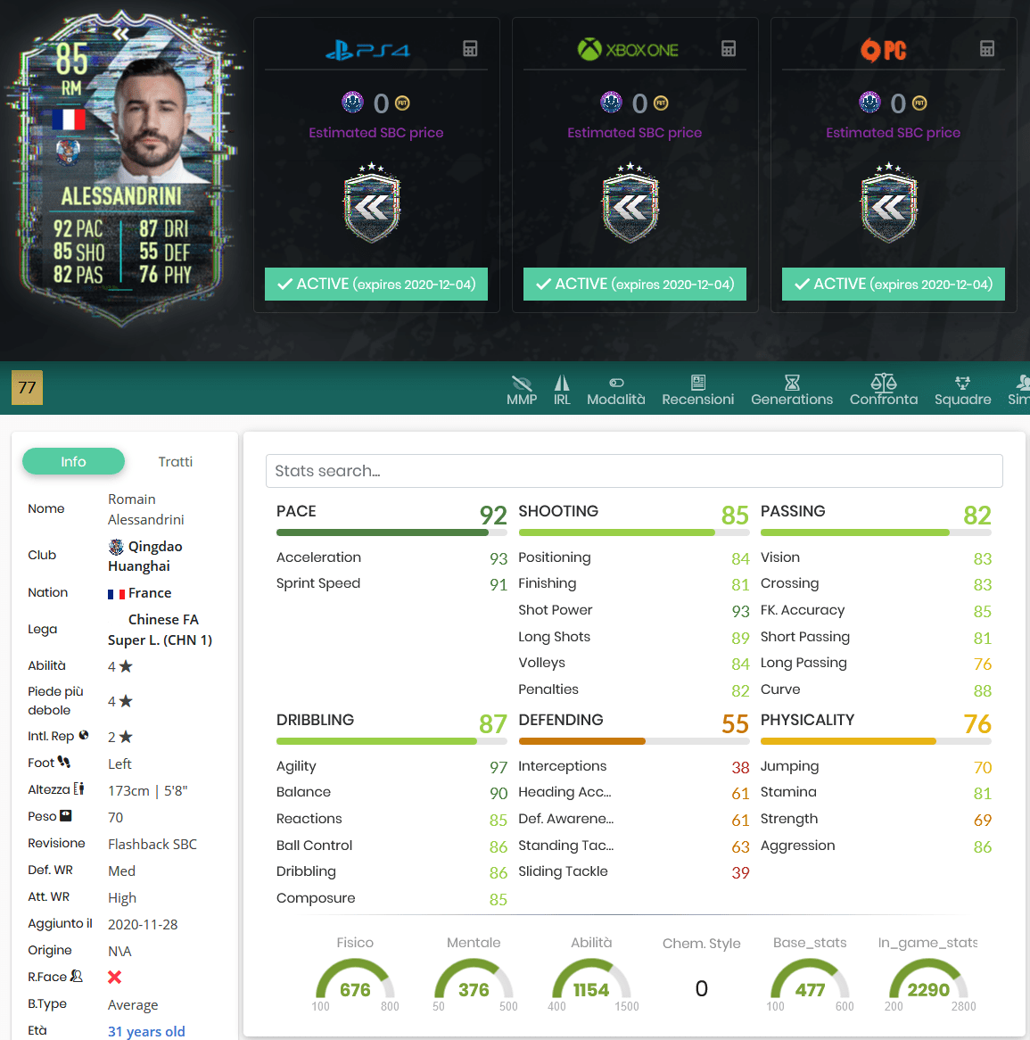 FIFA 21: SBC Romain Alessandrini Flashback Era - Requisiti e Soluzioni ...