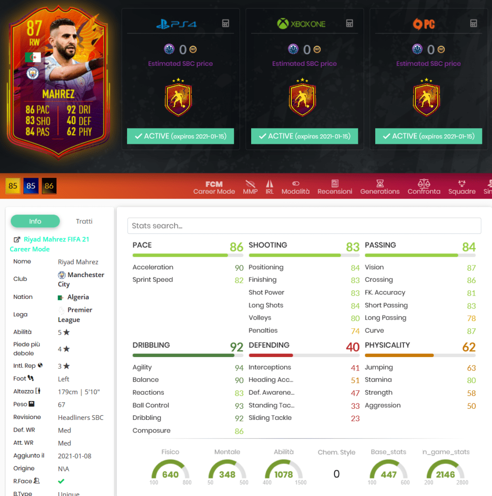 FIFA 21: SBC Riyad Mahrez HeadLiners – Requisiti e Soluzioni ...