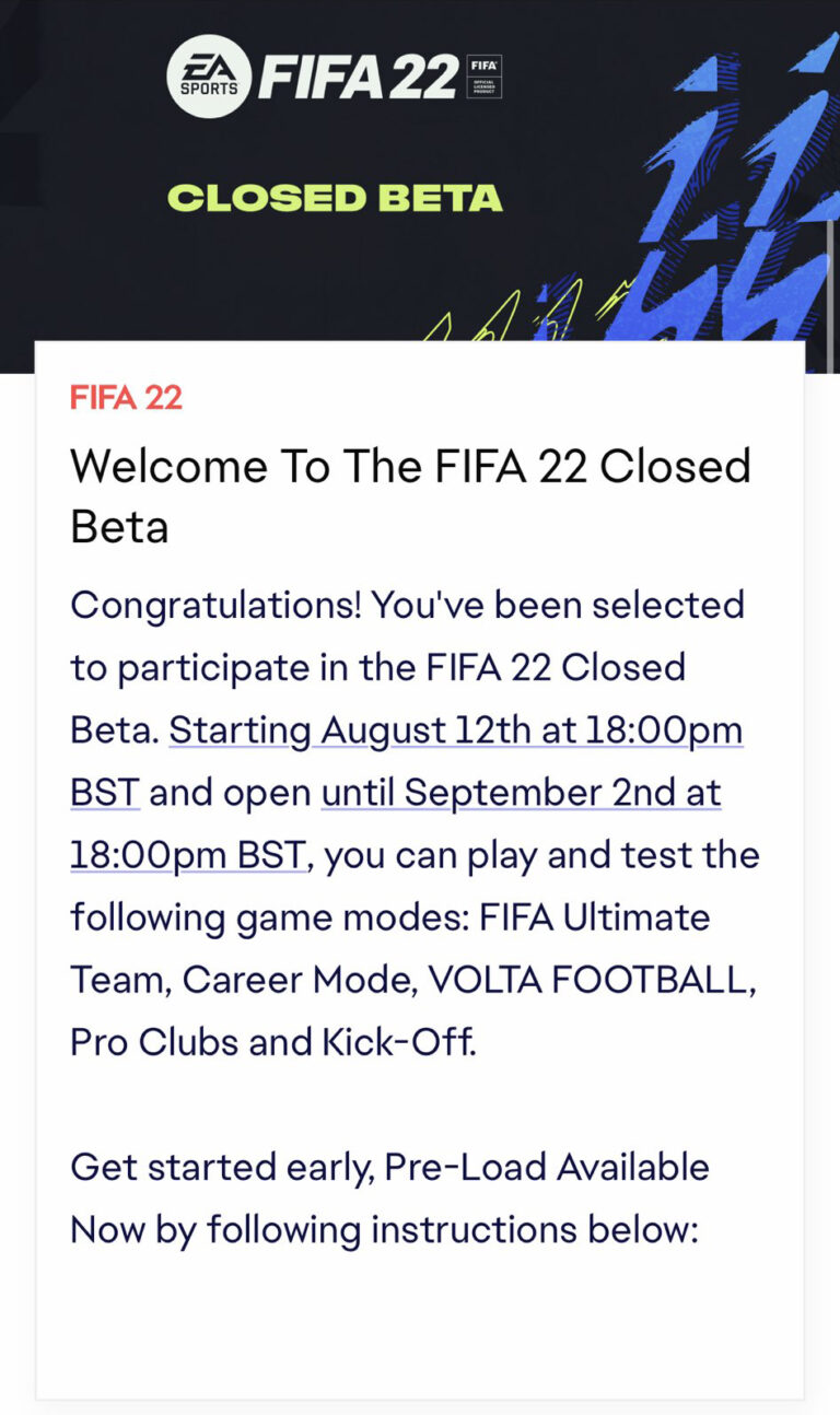 FIFA 22: Closed Beta – Dettagli Ufficiali | FifaUltimateTeam.it