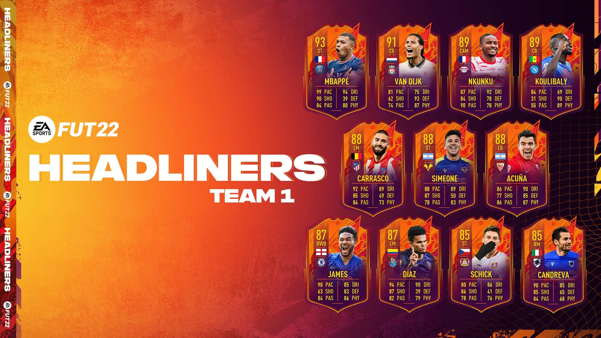 FIFA 22: Team 1 HeadLiners - Le carte dei Protagonisti disponibili in ...