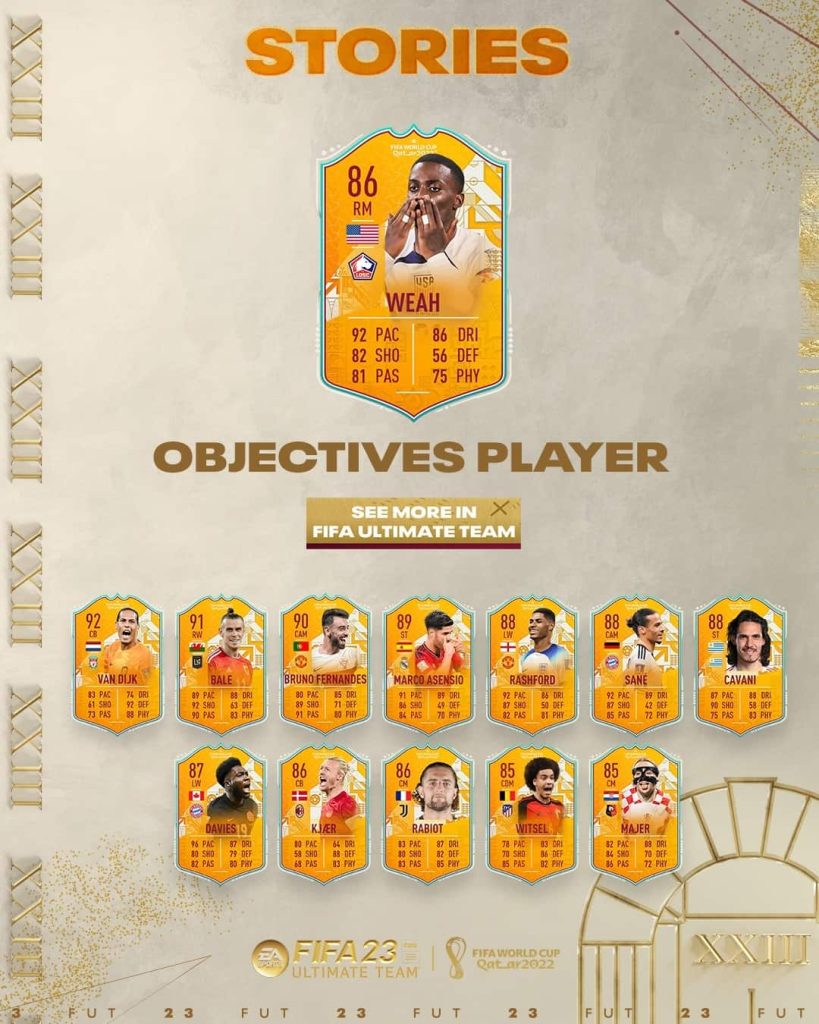 FIFA 23 Obiettivi Timothy Weah Storie WC: La carta World Cup Dell ...