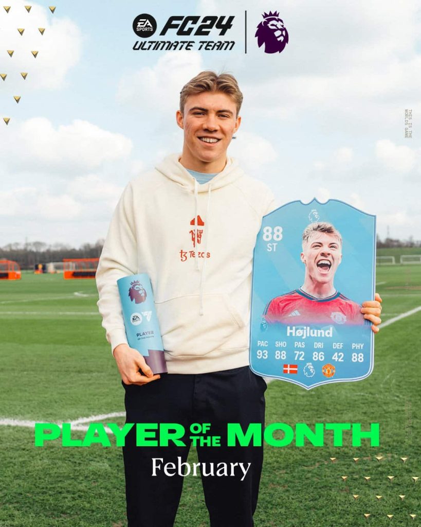 EA Sports FC 24 SBC Rasmus Hojlund POTM Febbraio: Giocatore Del Mese Premier League ...