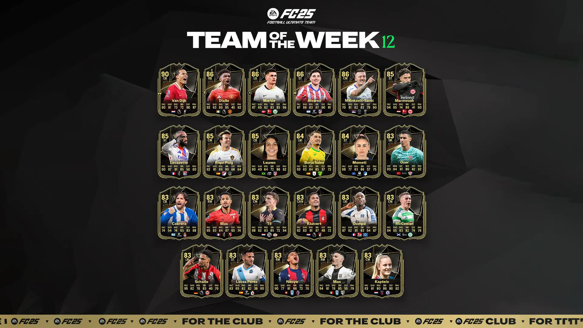 EA FC 25 TOTW 12 Elenco Carte Speciali Squadra Della Settimana Del 4 Dicembre - FifaUltimateTeam.it