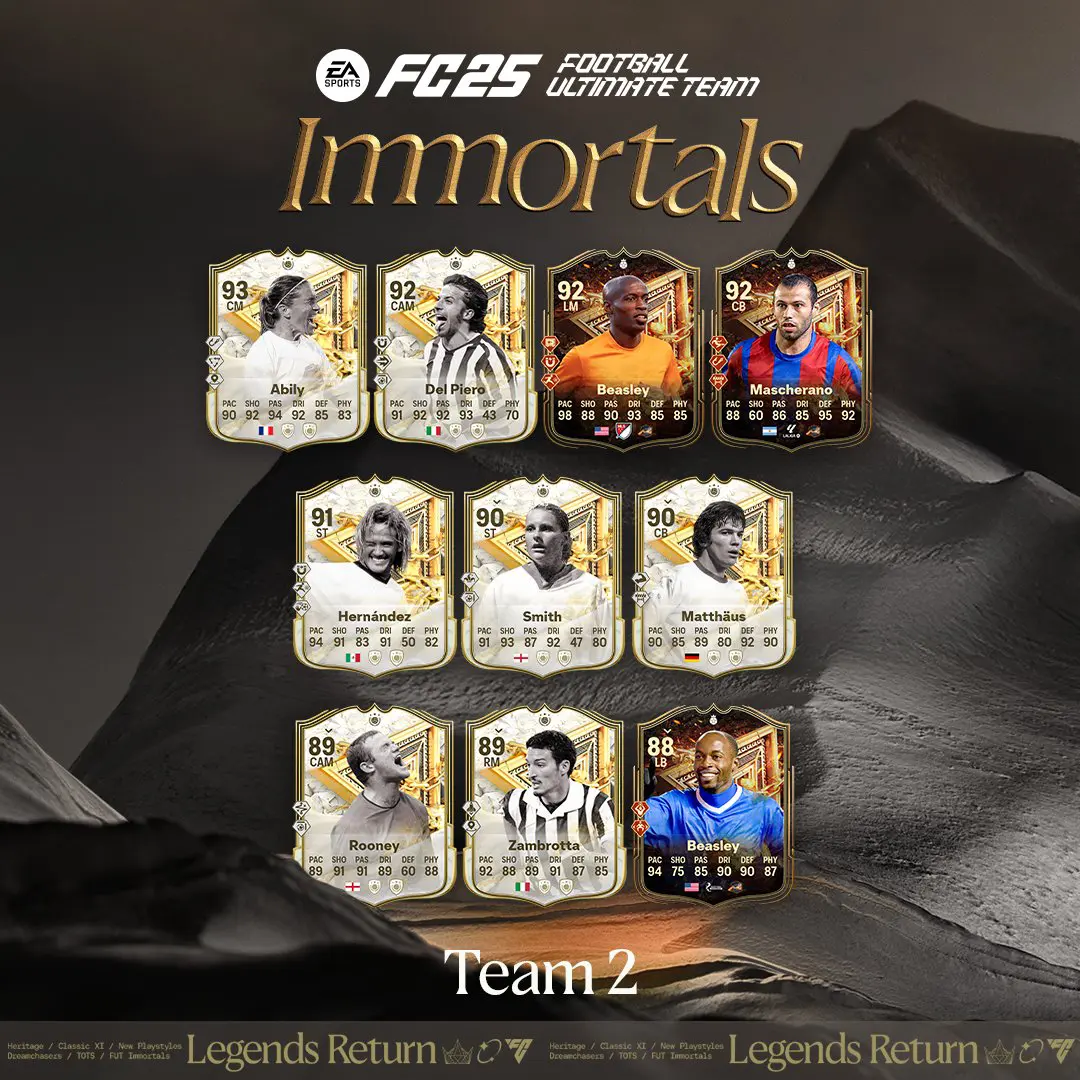 EA FC 25 Team 2 Immortals Elenco Carte Speciali Della Seconda Squadra - FifaUltimateTeam.it